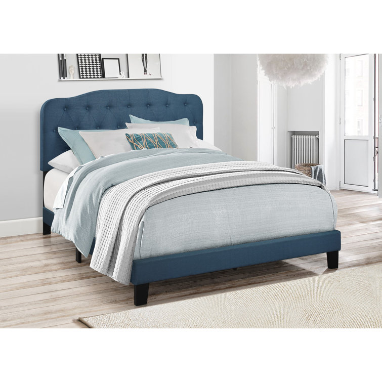 Charlton Home Keagan Upholstered Panel Bed Size Full Blue